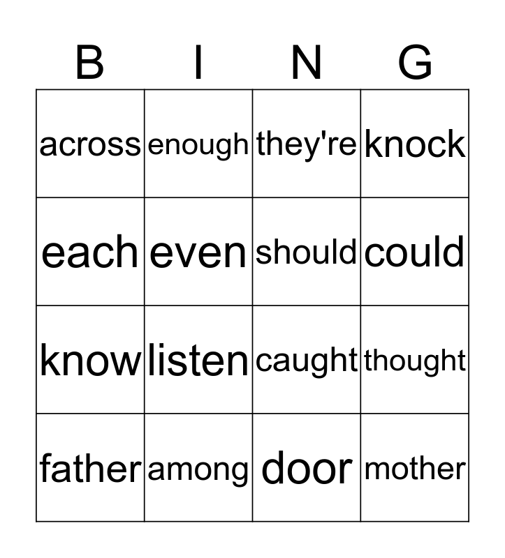 First Grade Red Word List 5 Bingo Card