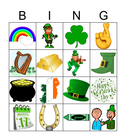 Feliz Día de San Patricio Bingo Card
