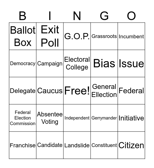 Election Bingo Card
