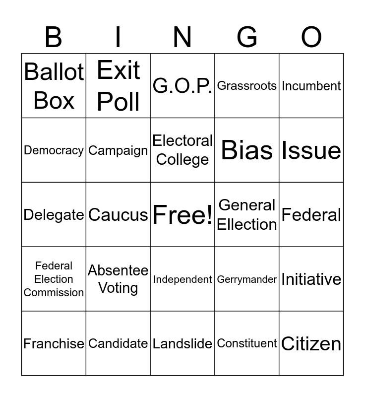 Election Bingo Card