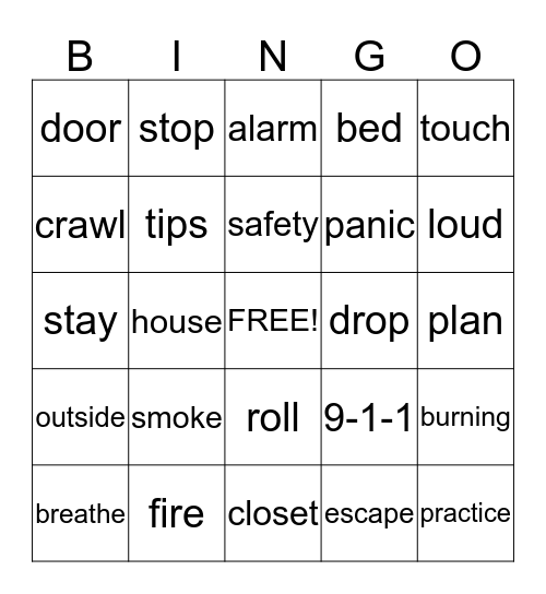 Fire Safety Bingo Card