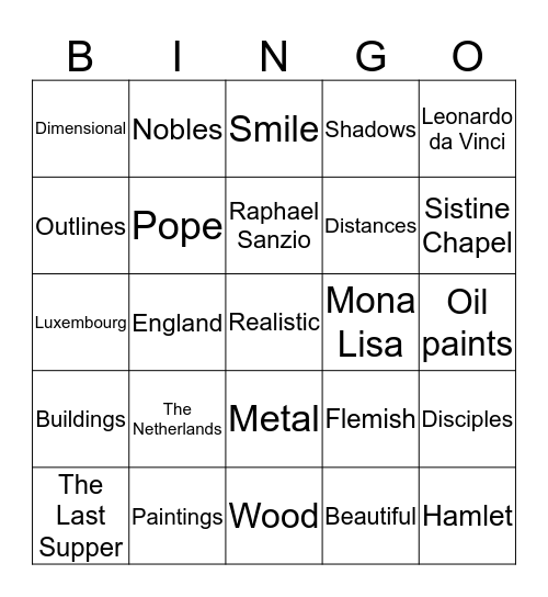 The Renaissance - New Ideas and Art Bingo Card
