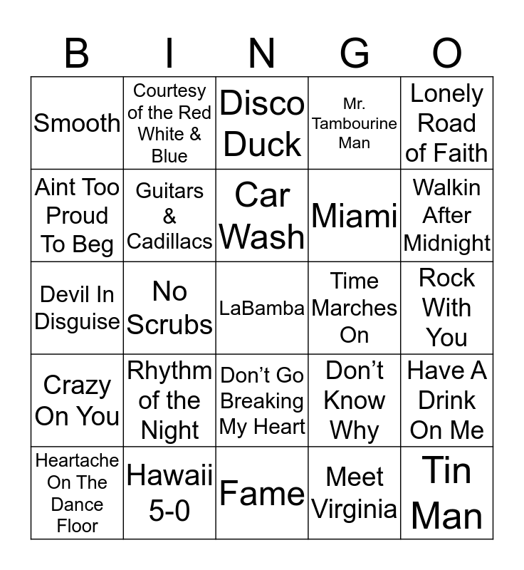 Boondocks Brews, Beats & Bingo 71 Bingo Card