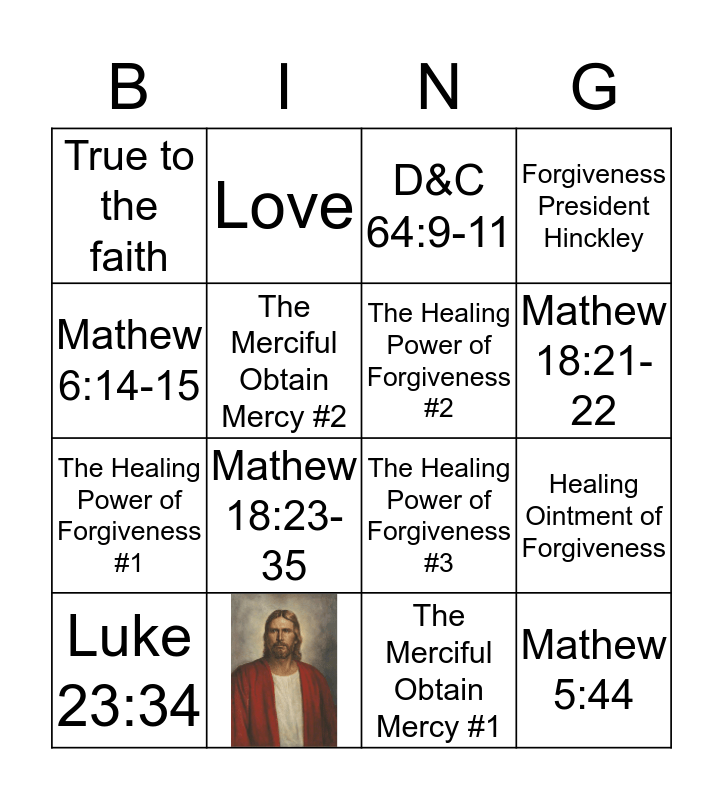Forgiveness Bingo Card