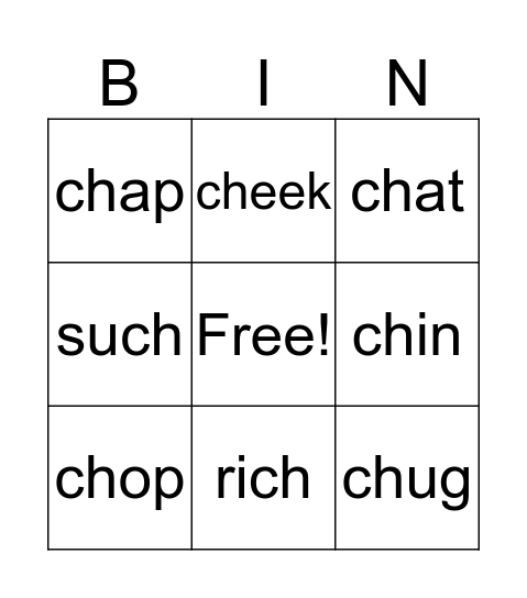 ch Bingo Card