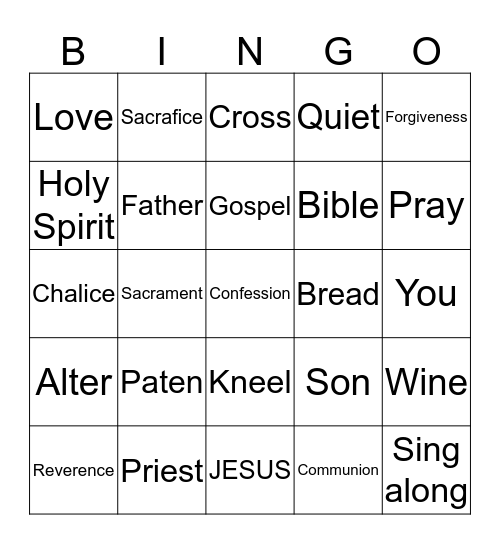 First Communion Bingo Card
