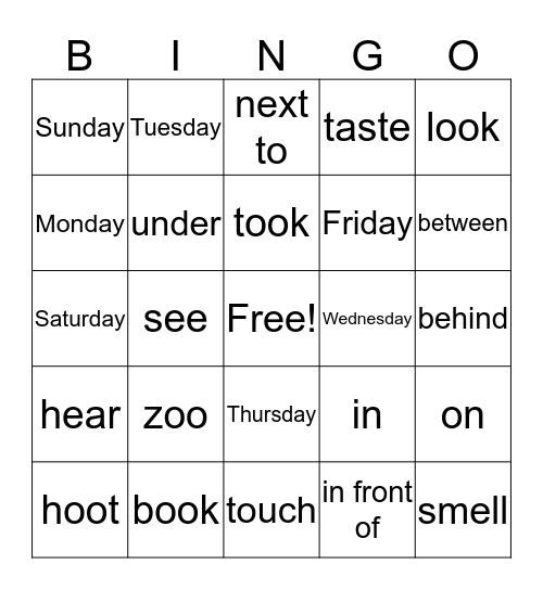 Bingo oo sound Bingo Card