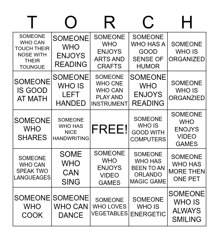 TORCH CLUB BINGO Card