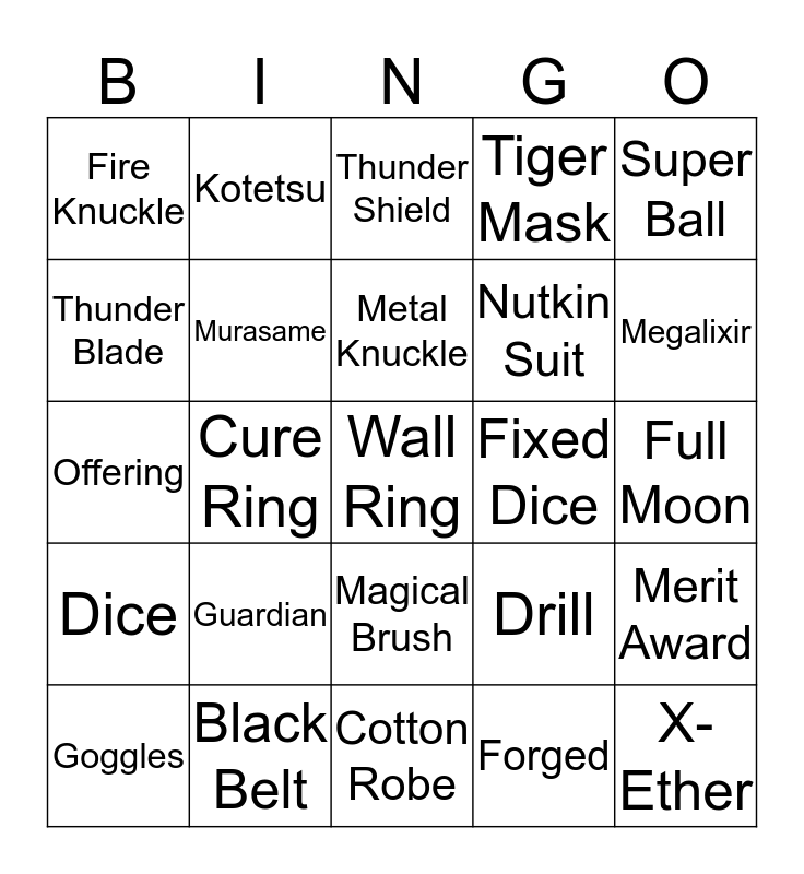 Beyond Chaos Bingo Card200 pts each Bingo Card