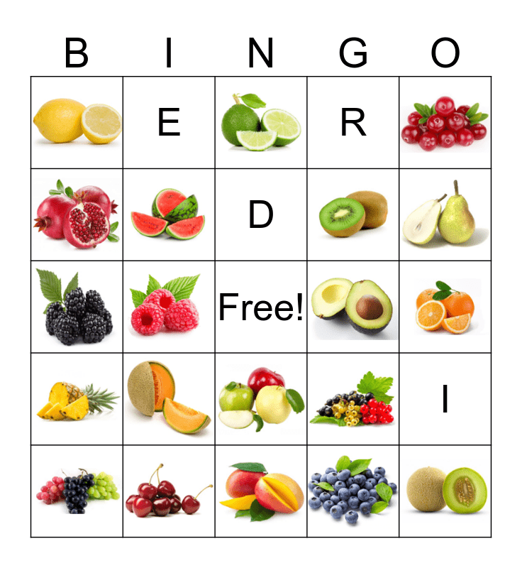 Fruits Bingo Card