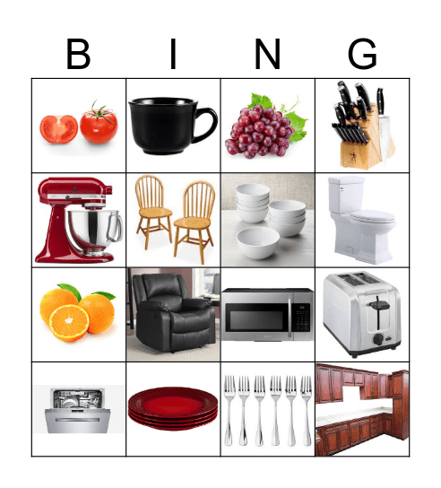 Kitchen Bingo Card