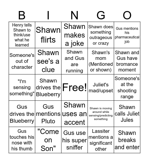 Psych Bingo Card