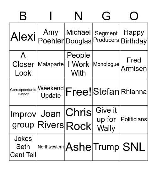 And finally..... Bingo Card
