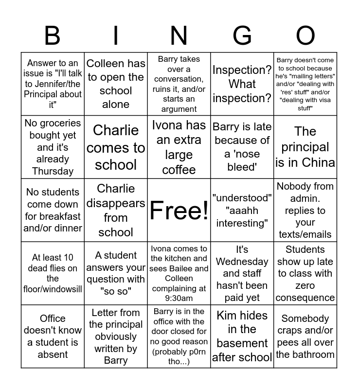 Victoria Academy BINGO Card
