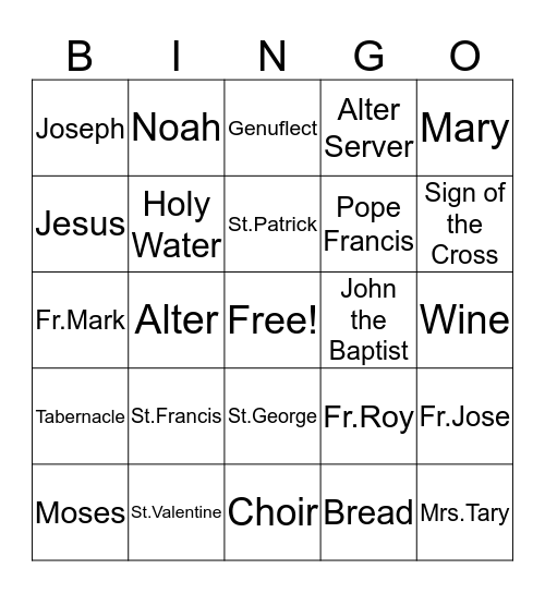 HOLY COMMUNION BINGO Card