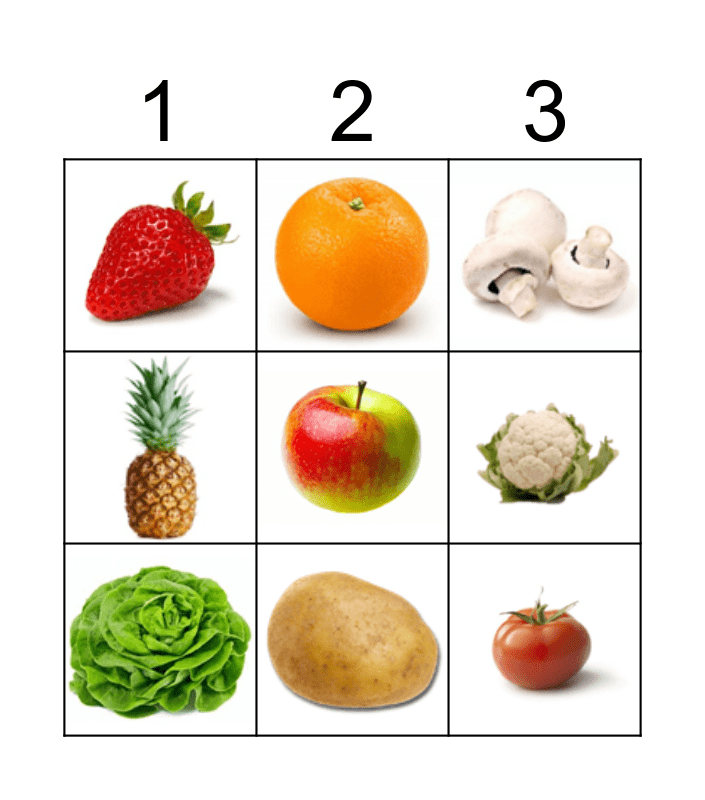Les fruits & les légumes Bingo Card
