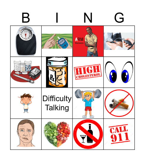 Stroke Awareness Bingo Card