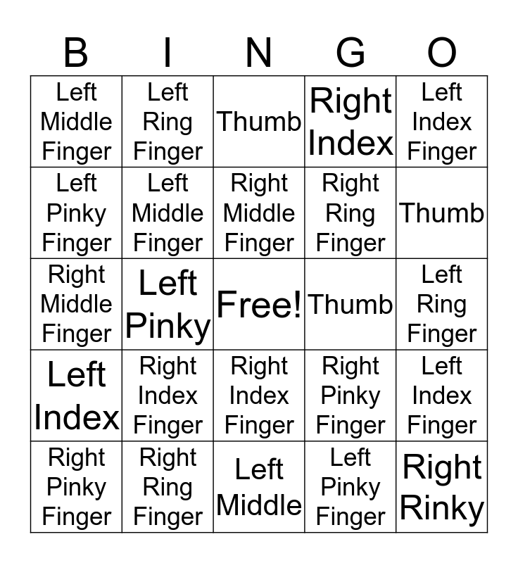 Typing Bingo Card
