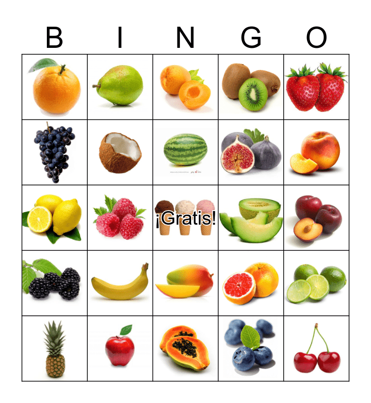 LOTERIA DE LAS FRUTAS Bingo Card