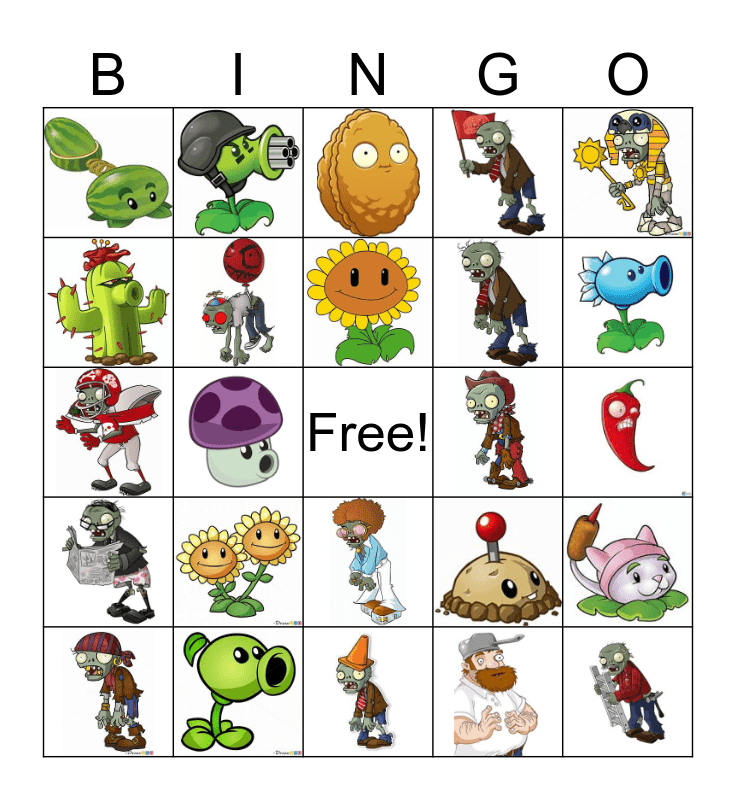 Plants vs Zombies Bingo Card