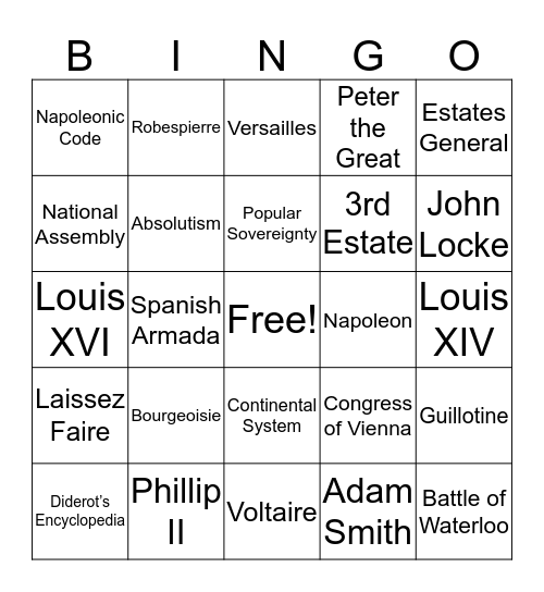 Unit 4 Bingo Card