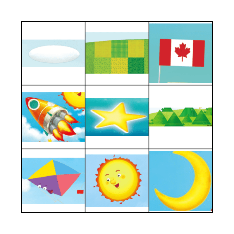 Kite with all the Shapes Bingo Card