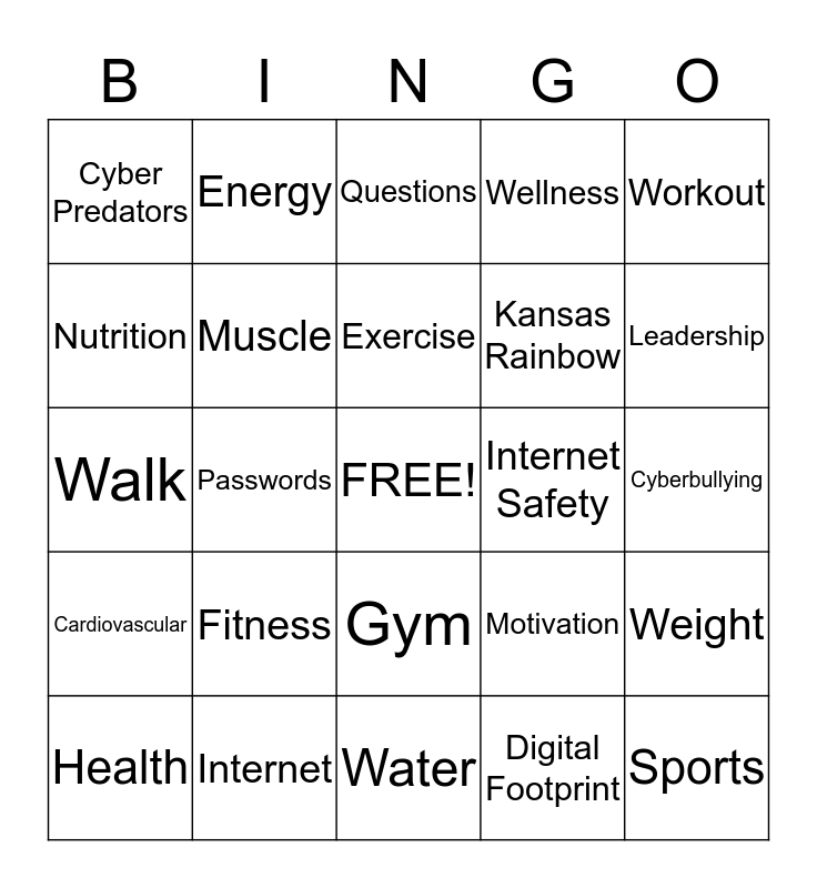 Kansas Rainbow Bingo Card