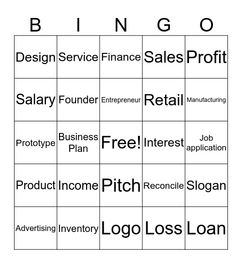 BizWorld Vocabulary Bingo Card