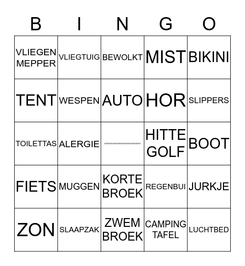ZOMER BINGO Card