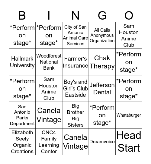 Block Party BINGO Card