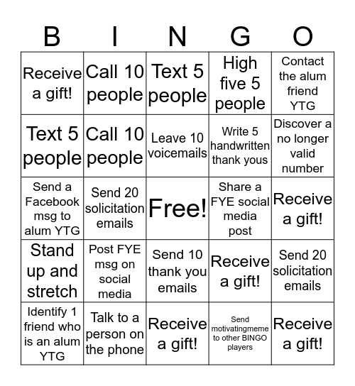 Get Those Gifts Bingo Card