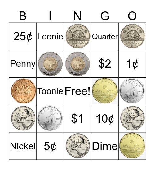 Money Bingo Card