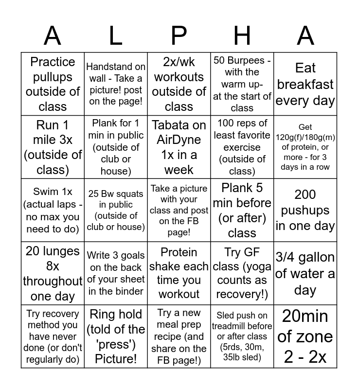 Alpha Bingo! Bingo Card