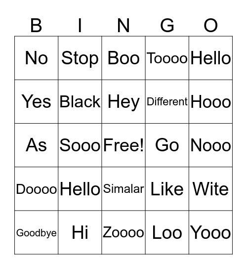 Hi Bingo Card