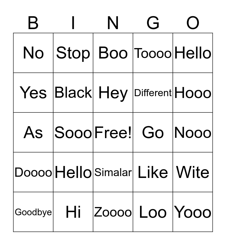 Hi Bingo Card