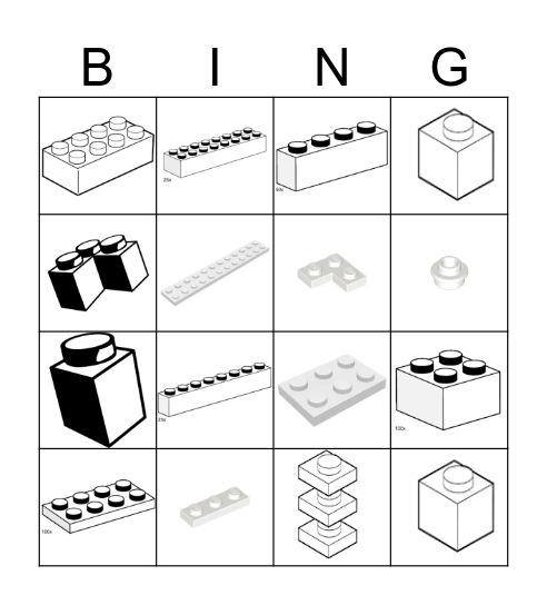 Lego Bingo Black & White Easy Bingo Card