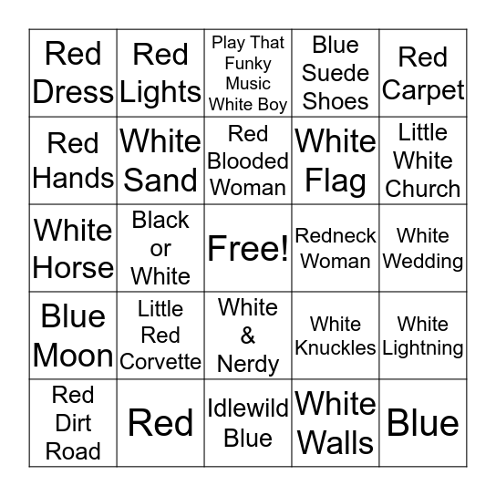 Red, White & Blue Bingo Card