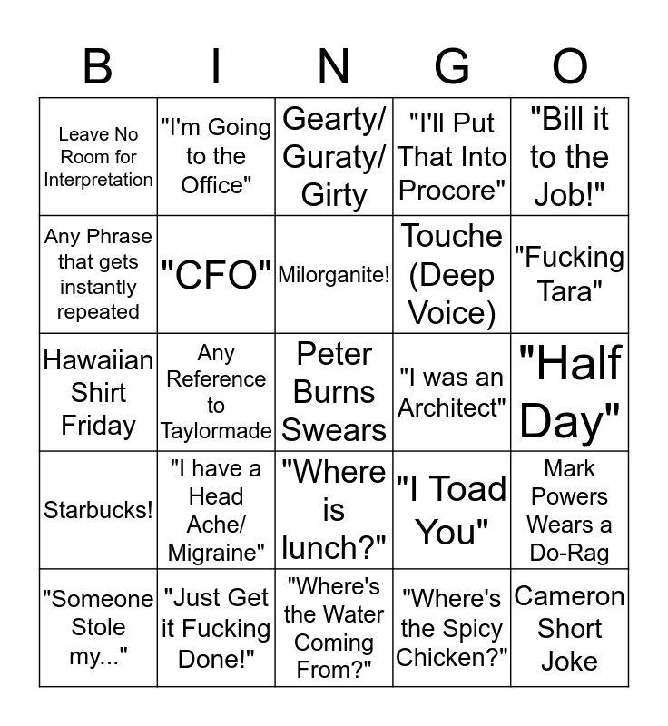South Bay Bingo Card