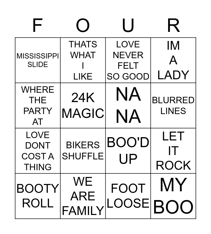 4 CORNERS Bingo Card 4 CORNERS Bingo Card