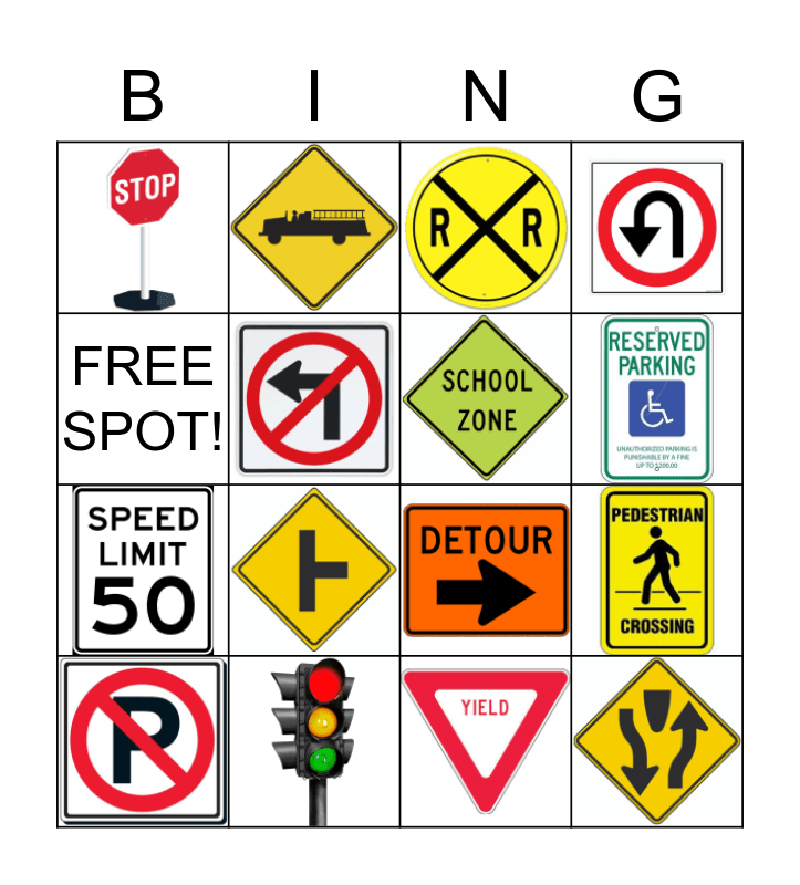 Traffic Sign Bingo Bingo Card