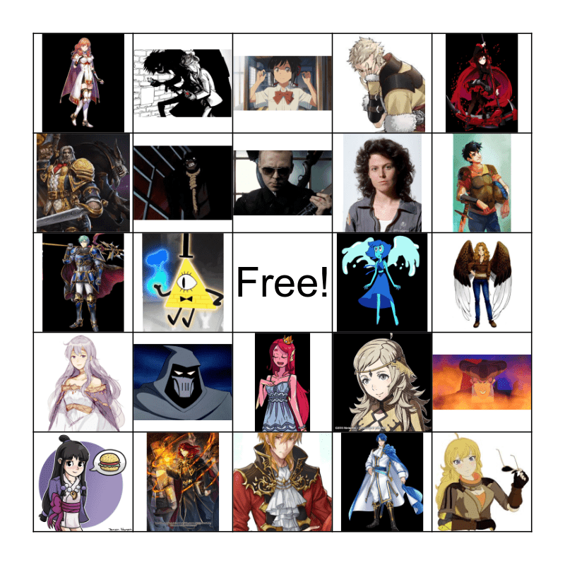 Favorite Character Bingo Card