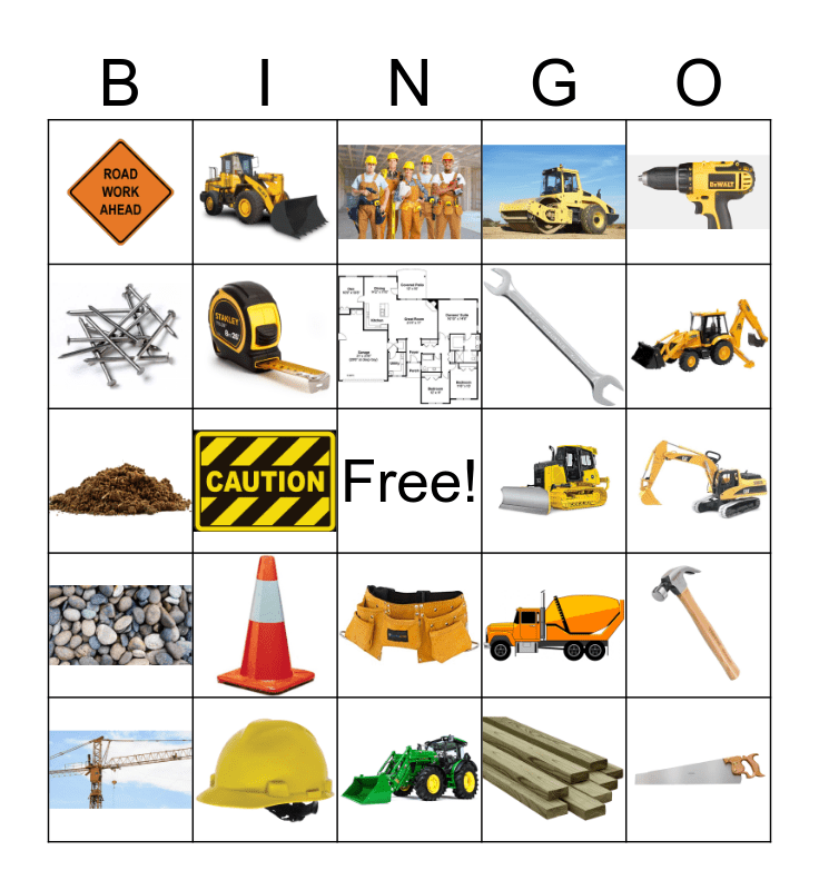 Construction Bingo Card