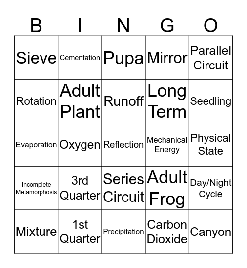 decades bingo Card