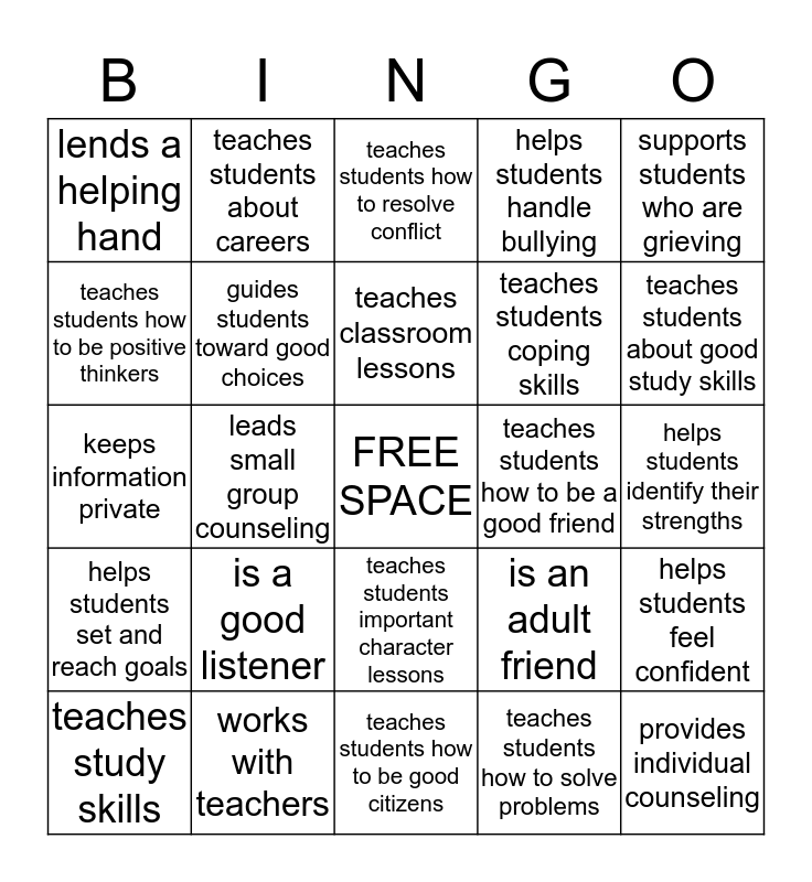The School Counselor... Bingo Card