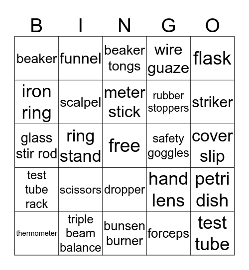 lab equipment Bingo Card