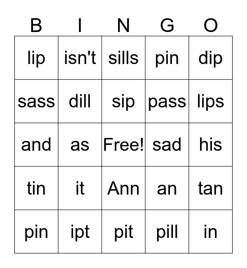 Kit 1 Review Bingo Card