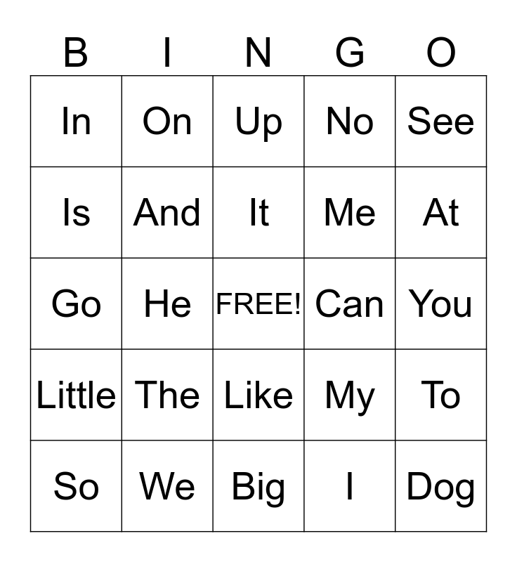 Jon-Evan Sight Words (1) Bingo Card
