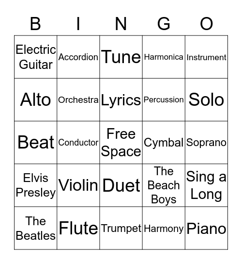 MUSIC BINGO Card