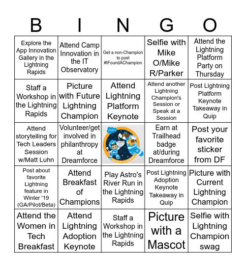 Lightning Champion Bingo Card