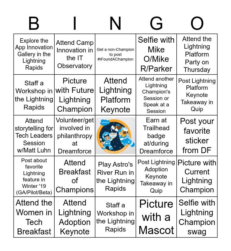 Lightning Champion Bingo Card